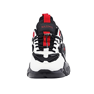 Mazino Oasis Fashion Chunky Sneakers for Men -Men's Athleisure Casual shoes (Red/Black /9.5)