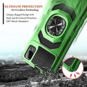 NZND Case for TCL 30Z (T602DL), TCL 30 LE (Verizon) with Tempered Glass Screen Protector (Maximum Coverage), Full-Body Protective [Military-Grade], Magnetic Car Ring Holder Cover Case (Green)