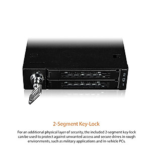 ICY DOCK Rugged 2 Bay 2.5” U.2/U.3 NVMe SSD(7mm) PCIe 4.0 Mobile Rack for External 3.5” Drive Bay | ToughArmor MB092VK-B