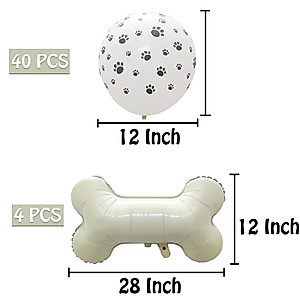 44PCS Dog Themed Balloons Party Supplies Decorations Pets Dog Paw Print Bone Shaped Baby Shower Birthday Party Favors