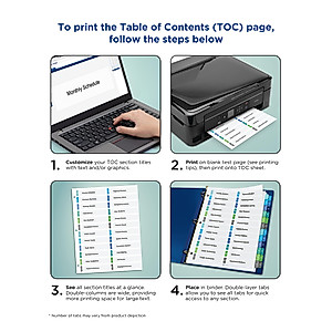 Avery Double Column 24 Tab Dividers for 3 Ring Binders, Customizable Table of Contents, Multicolor Tabs, 1 Set (11321)
