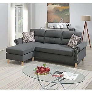 Poundex 2 Piece Reversible Sectional, Slate