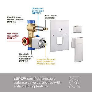 VANFOXLE 10 Inches Bathroom Luxury Rain Mixer Shower Combo Set Wall Mounted Rainfall Shower Head System Brushed Nickel Finish Shower Faucet Rough-In