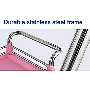 Medical Cart Household Utility Carts, Lab Cart Mobile Trolley Serving Equipment Mobile Beauty Salon Cart with Universal Wheel, Spa Hair Styling Rolling Trolley with Brake, Abs Utility Cart, Pink, S-54