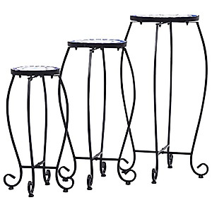 ZQQLVOO Mosaic Plant Table,Plant Rack,Plant Display Stand,Multi-Purpose Plant Stand,Flower Stands,For Backyard,Garden, Balcony,Terrace,Black White