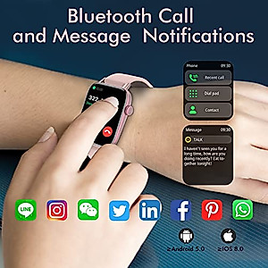 Smart Watch for Women Men (Answer/Make Calls), 1.9" Smartwatch Fitness Tracker for Android iPhone, Waterproof Sport Digital Watches, Blood Pressure Heart Rate Monitor Step Counter Sleep Tracker-Pink