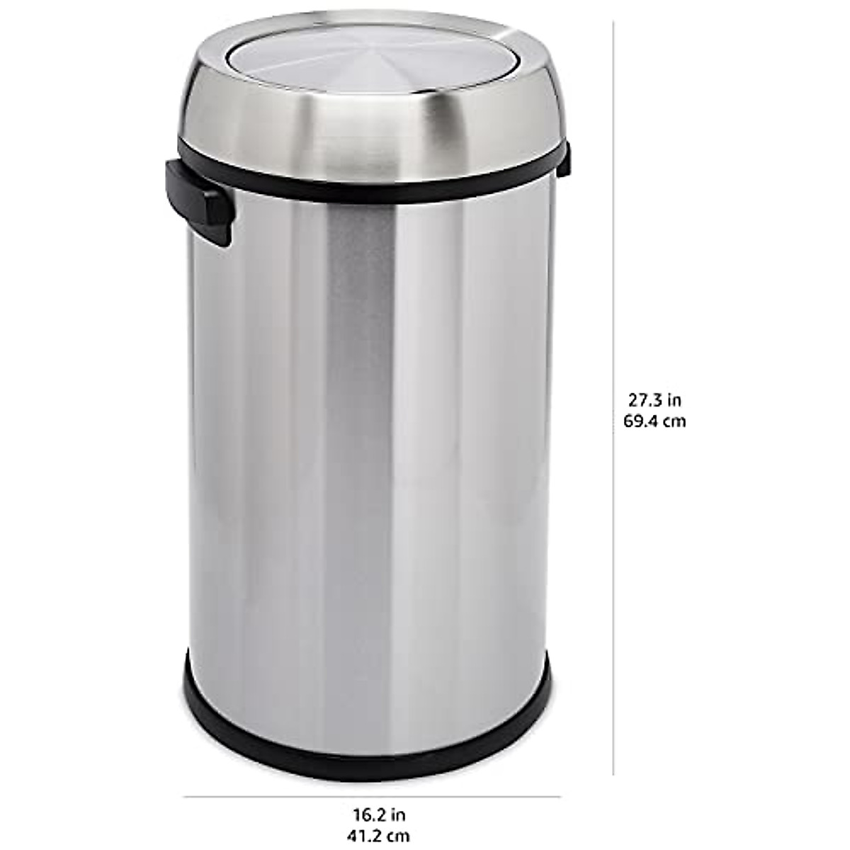 Amazon Basics Round Stainless Steel Trash Can with Swing lid - 65 Liter