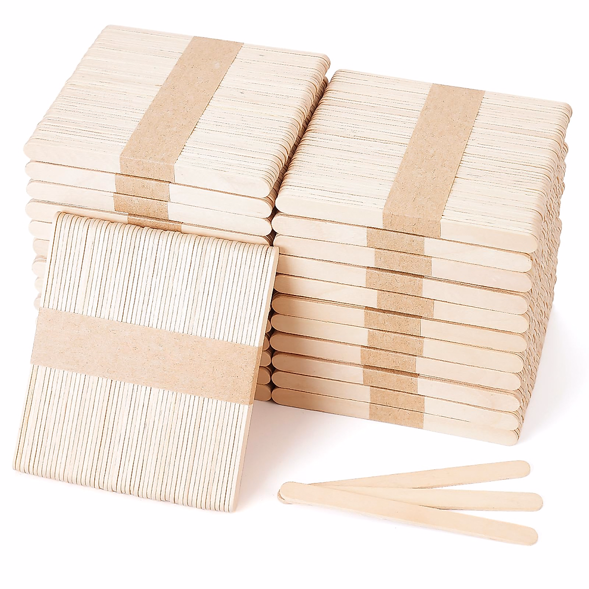 1200 Pieces Wooden Craft Sticks, 4.5 Inch Long Natural Wood Popsicle Ice Cream Sticks for DIY Wood Crafts, Hair Removal and Waxing Supplies, Paint Stirrer, Art Projects and Ice Pop Sticks