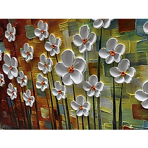 YaSheng Art - Hand painted Contemporary Art Oil painting On Canvas Texture Abstract Flowers Artwork Paintings Home Interior Decor Wall Art wall art for living room Ready to Hang 20"x40"inch