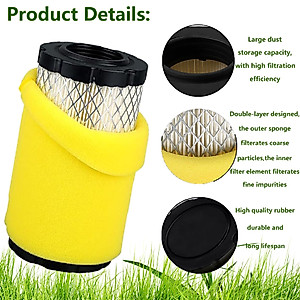 Podoy 796031 Air Filter for Compatible with Briggs and Stratton with Pre Filter 797704 594201 591334 796031 MIU13038 GY21435 MIU13963 Lawn Mower