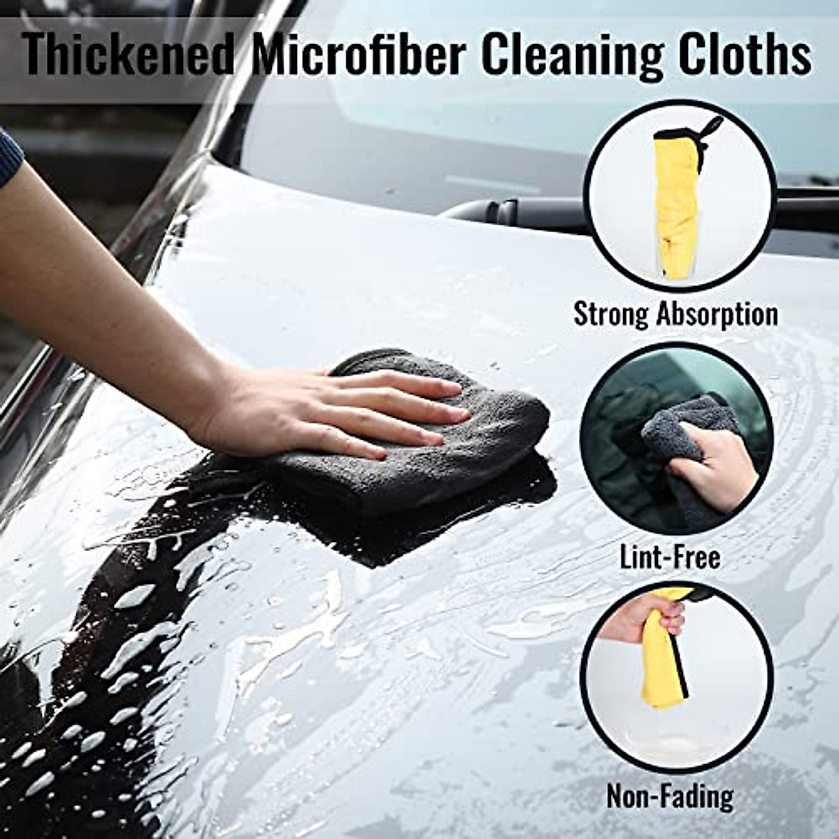 monohomi Microfiber Towels for Cars, 6Pack Soft and Absorbent Car Drying Towel, 24" x 12" 500gsm, Dual-Sided Multipurpose Microfiber Cleaning Cloth for Car Wash, Cleaning, Detailing and Household
