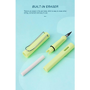 Homiimart New Unlimited Writing Eternal Pencil Creative No Ink Refill Replaceable Nib Erasable Pen No Need Sharpen Kid School Supplies Stationery Art Painting Sketch (Black)