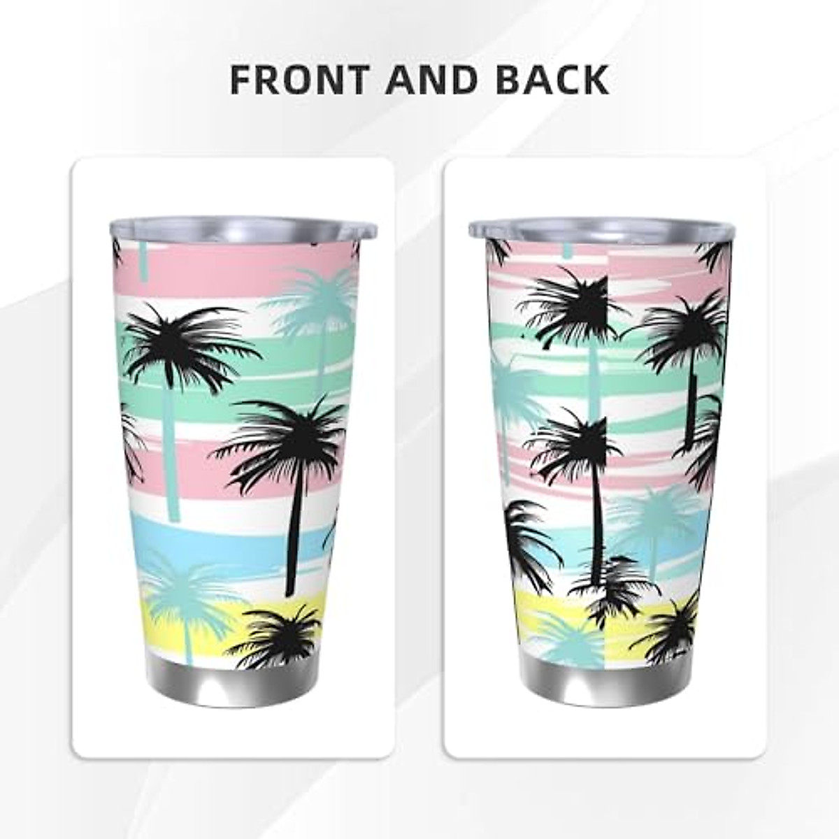 AYCZN Hawaii Palm Tree 20 OZ Tumbler Stainless Steel Travel Coffee Mug, Colorful Jungle Insulated Water Bottle with Lid and Straws Leakproof Thermal Cup
