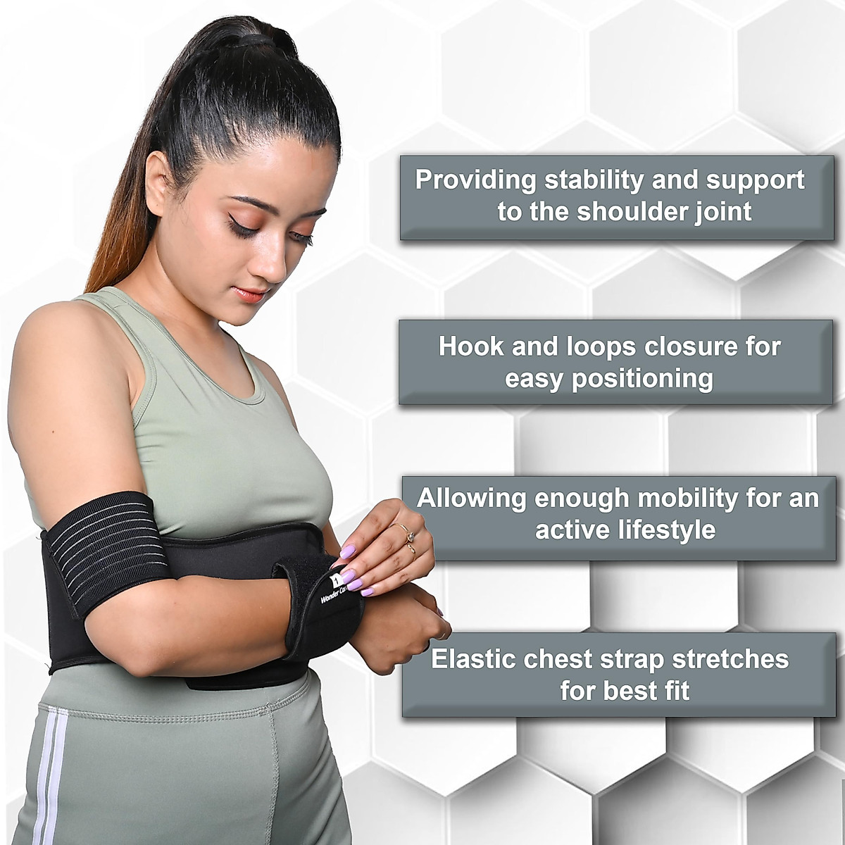 Wonder Care WC -Shoulder Immobilizer Arm Sling Elastic Brace for Clavicle Collar Bone Dislocation Subluxation Shoulder stabilizer Compression Brace After Rotator Cuff Surgery(30"-41")