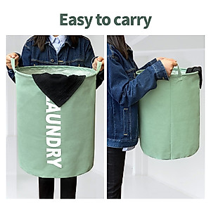 Consmos 6 Sets - 12 Pieces Collapsible Laundry Basket, Large Laundry Hamper with Handle, Freestanding Laundry Baskets Dirty Clothes Basket for Bedroom, Bathroom, Green, Dark Blue and Haze Blue