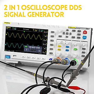FNIRSI 1014D Oscilloscope 2 in 1 Digital Oscilloscope DDS Signal Generator, 100X High Voltage Probe, 2 Channels 100Mhz Bandwidth 1GSa/s Sampling Rate Built-in 1GB Storage Space
