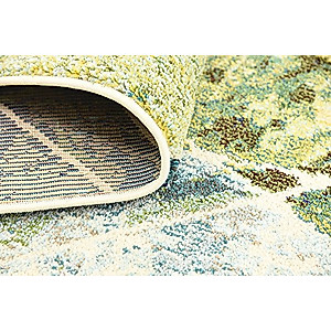 Unique Loom Estrella Collection Mosaic, Distressed, Modern, Abstract, Bright Colors Area Rug, 9 ft x 12 ft, Multi/Green