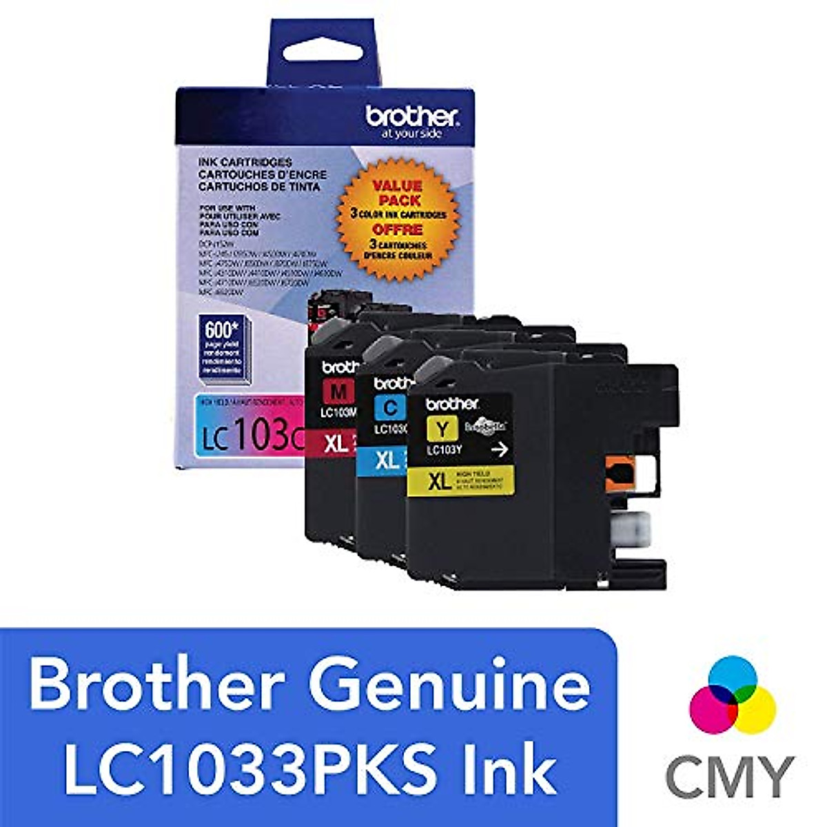 Brother Innobella LC1033PKS Original Ink Cartridge - Inkjet - High Yield - 600 Pages Cyan, 600 Pages Magenta, 600 Pages Yellow - Cyan, Magenta, Yellow