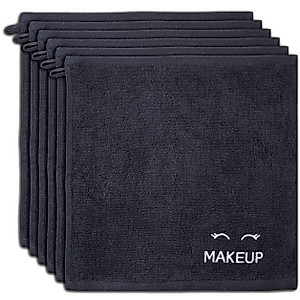 White Classic Bleach Safe Black Makeup Washcloths for Face Cleansing, 6 Pack - Super Soft Luxury Cotton Black Makeup Towels, Highly Absorbent and Quick Dry, All Makeup Remover Cloth | 13 x 13