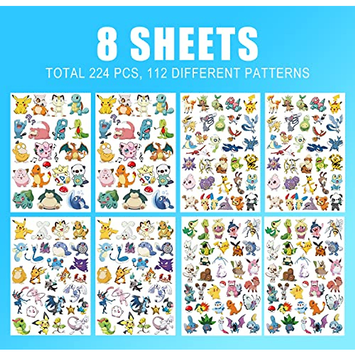 200 PCS Anime Temporary Tattoos for Kids Waterproof, Japanese Cartoon Tattoo Stickers for Kids, DIY Sticker Arts, Birthday Party Favors/supplies for Kids, Classroom School Decorations