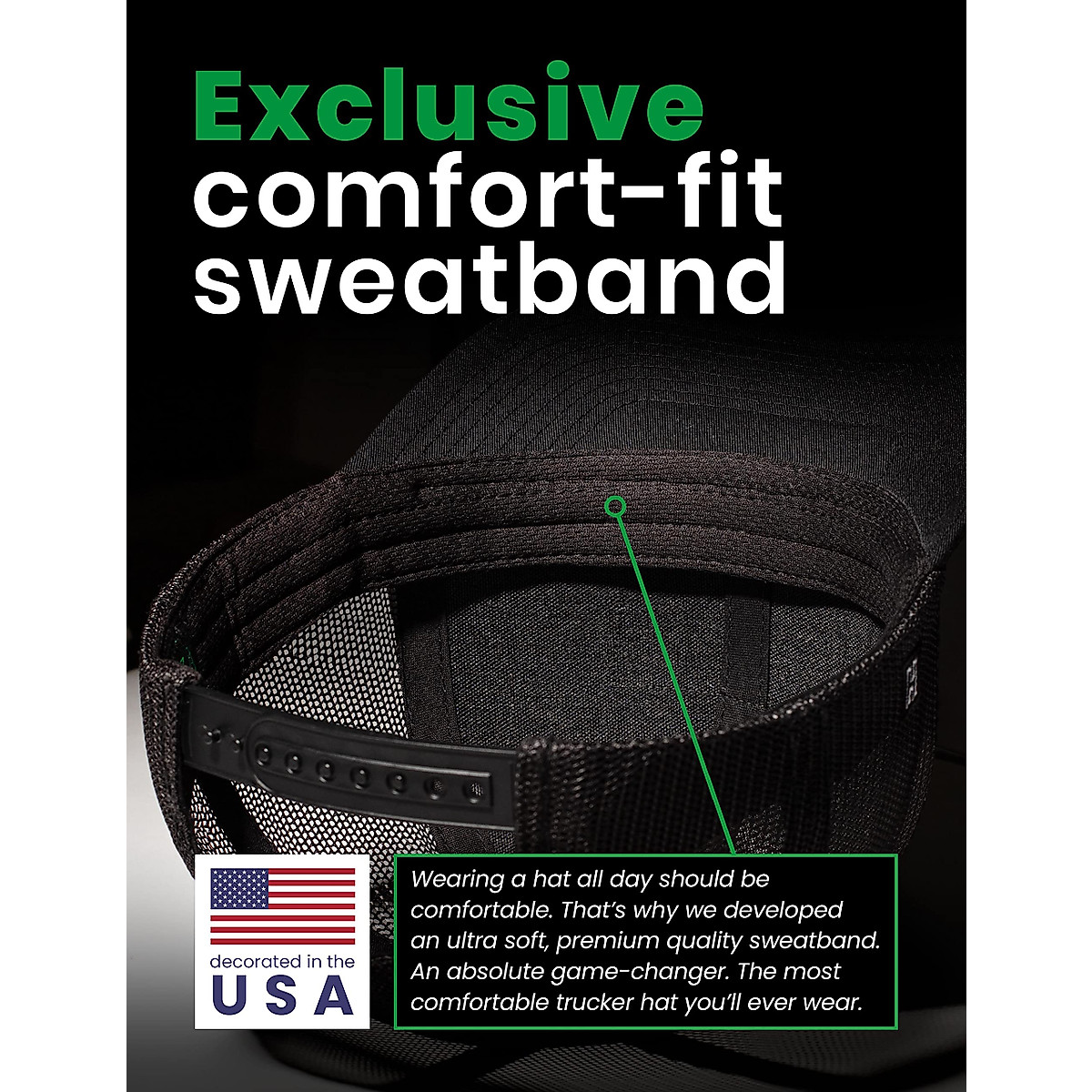 HAKA Outdoor Hat – Leather Camping Trucker Hat for Men & Women, Adjustable Baseball Cap, Mesh Snapback, Golf Hat - Black