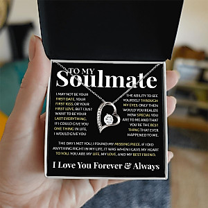 To My Beautiful Soulmate Necklace For Women, Necklace For Wife From Husband, Girlfriend Necklace From Boyfriend, Wife Birthday Gifts From Husband, Gifts Boxes For Women, Soulmate Necklace For Her