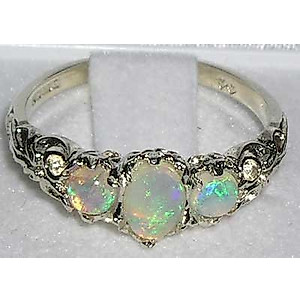 LetsBuyGold 925 Sterling Silver Natural Opal Womens Promise Ring - Size 7.5