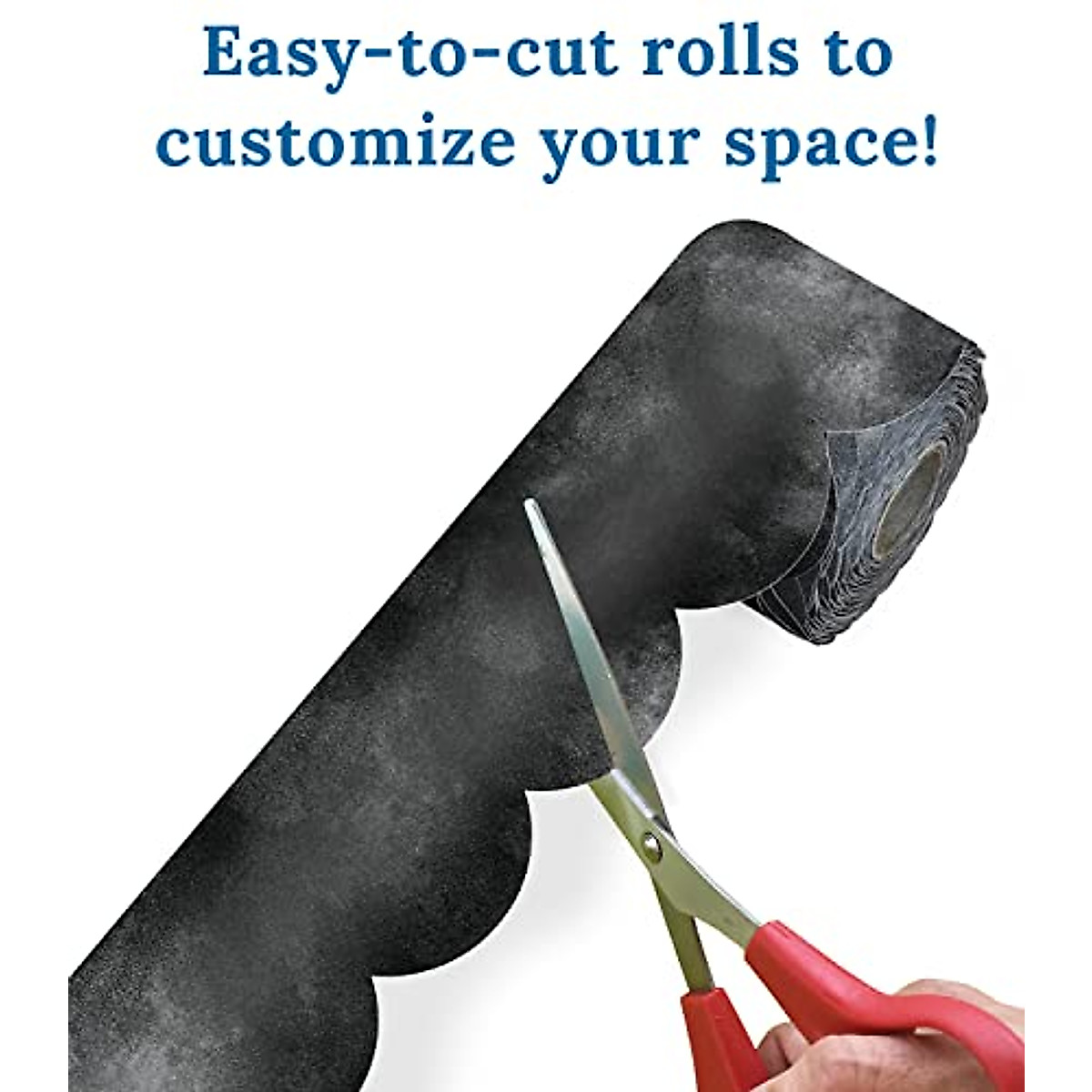 Carson Dellosa Farmhouse 65 Ft Scalloped Chalkboard Black Bulletin Board Borders, Modern Farmhouse Classroom Borders for Bulletin Board, White Board, and Classroom Décor, Bulletin Board Trim