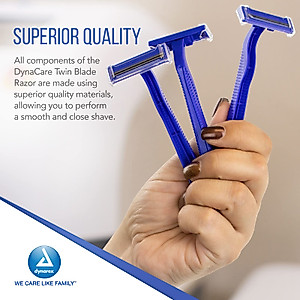 Dynarex DynaCare Twin Blade Razors, Disposable Unisex Razor with Two Blades Provides Smooth, Close Shave, for Prior to Procedures or Tattoos, Blue, 6 Boxes - 50 Razors per Box