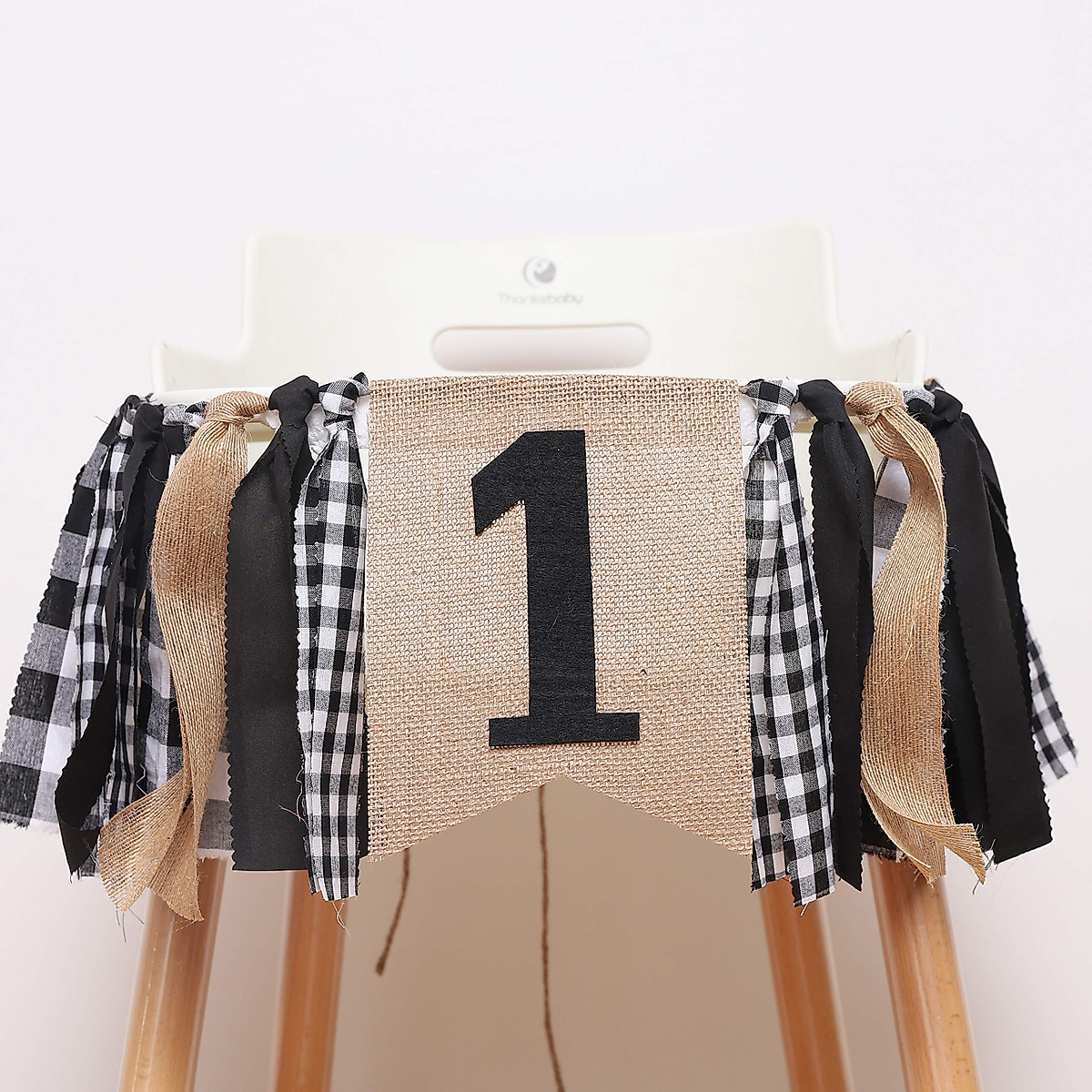 WAHAWU Lumberjack Banner for 1st Birthday - Highchair Banner for First Birthday Party, Theme Garland for Birthday Decoration, Photo Booth Props (Lumberjack Highchair Banner Black)