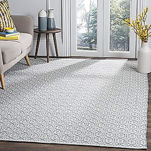 SAFAVIEH Montauk Collection Area Rug - 8' x 10', Ivory & Grey, Handmade Flat Weave Boho Farmhouse Cotton, Ideal for High Traffic Areas in Living Room, Bedroom (MTK333A)