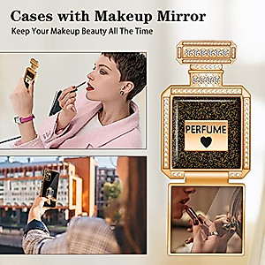 Buleens for Galaxy A13 5G Case with Metal Perfume Bottle Mirror Stand, Cute Women Girly Heart Cases for Samsung Galaxy A13 5G Case, Elegant Luxury Phone Cover for Samsung A13 5G Case 6.5'' Black