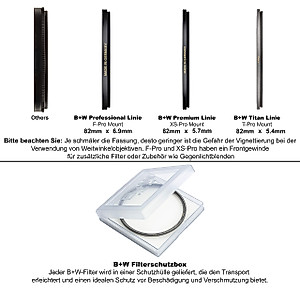 B + W Clear Protection Filter for Camera Lens – Ultra Slim Titan Mount (T-PRO), 007, HTC, 16 Layers Multi-Resistant and Nano Coating, Photography Filter, 82 mm