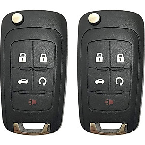 Horande 5 Buttons Replacement Key Fob Cover Case fit for Chevy Malibu Camaro Cruze Equinox Impala Sonic Keyless Entry Remote Control Key Fob Shell (Pack 2)