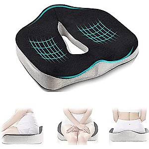 BUZZNN Seat Cushion for Office Chair, Desk Chair Car Seat Cushion for Tailbone Pain, Ergonomic Memory Foam Coccyx Seat Cushion for Sciatica, Back Pain Relief