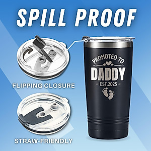 Onebttl New Dad Tumbler 2025, 1st First Father's Day Gifts for Men, Promoted to Daddy, Stainless Steel Travel Mug 20oz