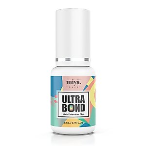 MIYA LASH Ultra Bond Eyelash Extension Glue | Professional Use | 8 Weeks Retention | 1-2 Sec Dry Time | Volume & Classic Individual Lash Adhesive | Super Strong Bond Lash Extension Glue 5ml Salon Use