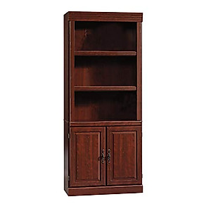 Sauder 2-Shelf Bookcase, Select Cherry Finish & Heritage Hill Library with Doors, Classic Cherry Finish