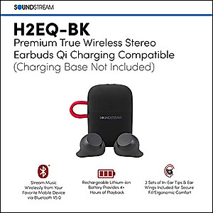 Soundstream h2GO True Wireless Earbuds with Qi Charging - Black