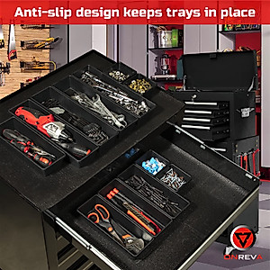 ONREVA Tool Box Organizer Tray Divider Set, Extra Large Toolbox Trays, Tool Box Organizers and Storage Kit, Rolling Tool Chest Drawer Bins, Hardware Screwdrivers Pliers Organization, 6pcs