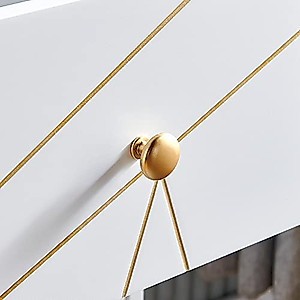 White Modern Kitchen Storage Cabinet Cupboard with Golden Line, Buffet Console Table Cupboard with 1 Door and 3 Drawers for Living Room Dining Room Entry Hallway, Credenza Sideboard Buffet Organizer