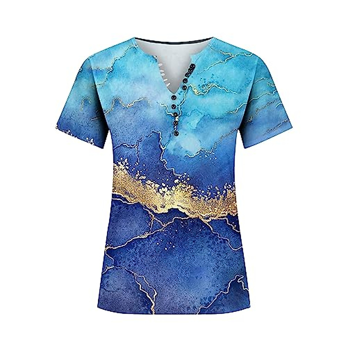 Ceboyel Women Floral Boho Summer Shirts 2023 Short Sleeve Blouses Button Up Henley Tunic Tops Trendy Casual Ladies Clothing Women’S Tops Blue 3X