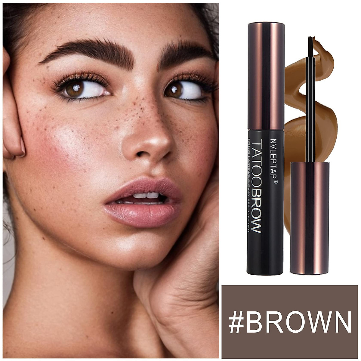 2PCS Peel Off Tattoo Eyebrow Gel, Long Lasting Waterproof Eyebrow Tattoo Makeup,Natural Elegant Eyebrow Tattoo Peel Off for Woman Girls - Brown