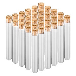Ackers 30pcs 13ml Clear Plastic Test Tubes with Cork Stoppers, 15×100m for Scientific Experiments, Plant Propagation and Holiday Gifts