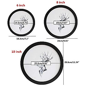 alblinsy Round Photo Frame Wooden Wall Hanging Picture Frames for Home Office Wall Decor (Black, 10 inch)