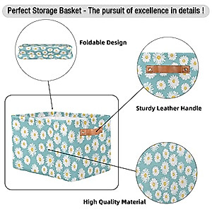 AUUXVA Little Daisy Storage Baskets Cube Storage Boxes Bins Collapsible Laundry Baskets for Nursery Shelf Bedroom Bathroom Toy Organizer 1PC