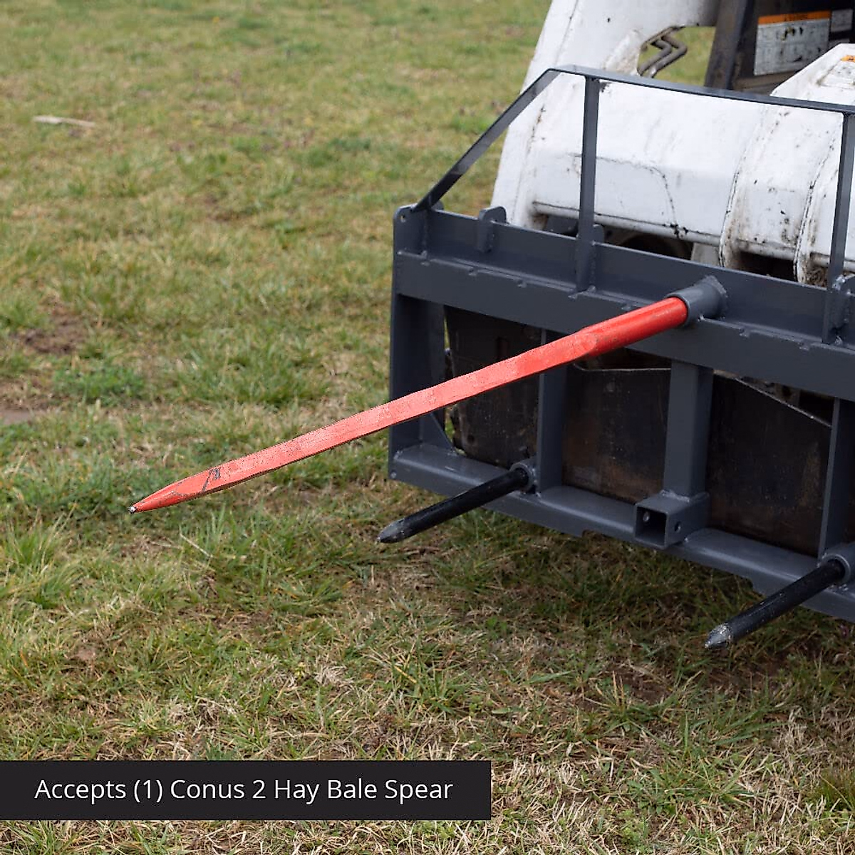 Titan Attachments UA USA Made Grey Hay Frame Attachment, 49" Hay Spear and Stabilizers, Rated 4,000 LB