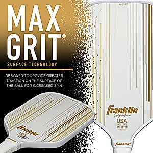 Franklin Sports Pro Pickleball Paddles - Signature Series Pro Pickleball Paddle with MaxGrit Surface - USA Pickleball (USAPA) Approved Tournament Pickleball Paddle - 13mm Polypropylene Core - Gold