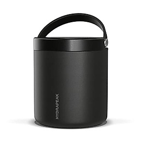 Hydrapeak 25oz Stainless Steel Vacuum Insulated Thermos Food Jar | Kids Thermos for Hot Food and Cold Food, Wide Mouth Leak-Proof Soup Thermos for Adults, 10 Hours Hot / 16 Hours Cold (Black)
