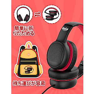 gorsun Premium A66 Kids Headphones with 85dB/94dB Volume Limited, in-line HD Mic, Audio Sharing, Foldable Toddler Headphones, Adjustable, Children Headphones Over-Ear for School Travel,Red